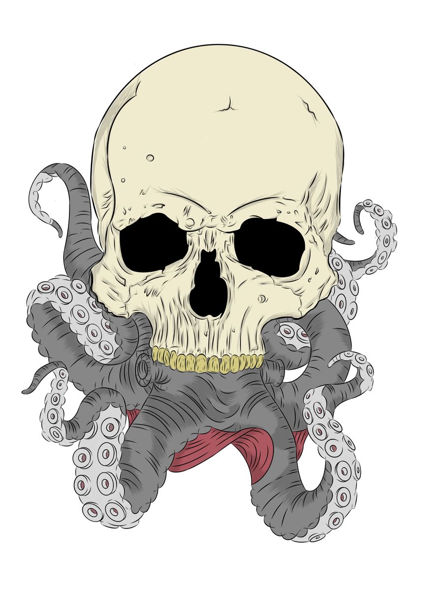 'OctoSkull' Poster, picture, metal print, paint by kyle allen | Displate