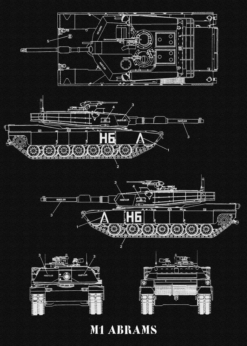 'M1 ABRAMS' Poster, picture, metal print, paint by Blueprint Expert ...