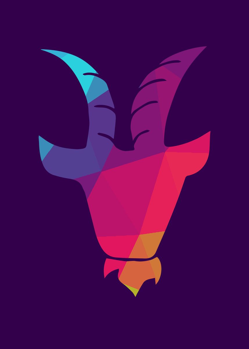 'Rainbow Goat Animal 4' Poster, picture, metal print, paint by Maricris ...