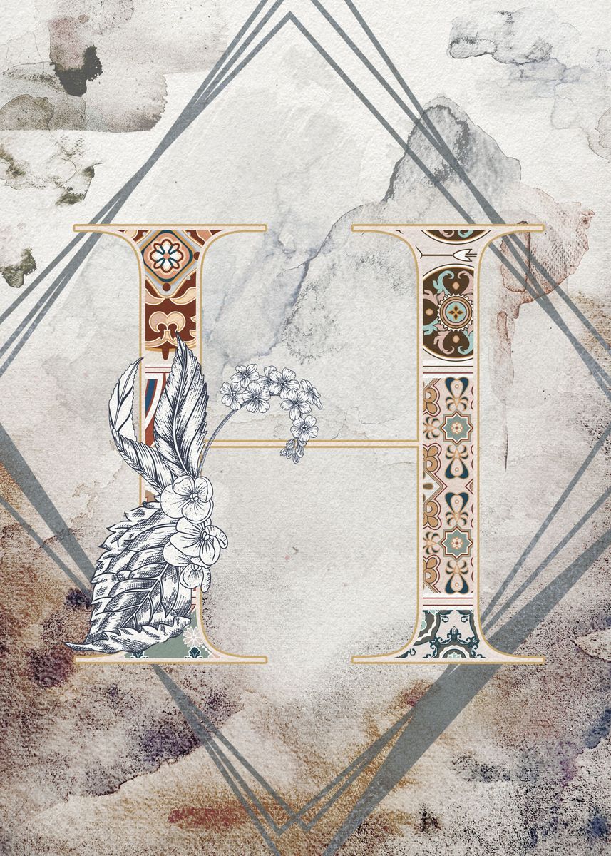 'Capital Letter H Initial' Poster, picture, metal print, paint by ...