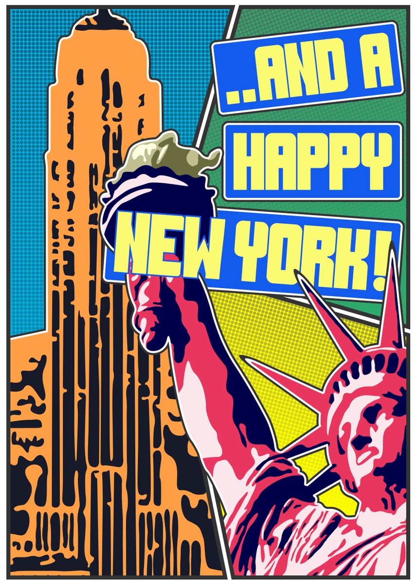 'Happy New York' Poster, picture, metal print, paint by Cristian Mielu ...