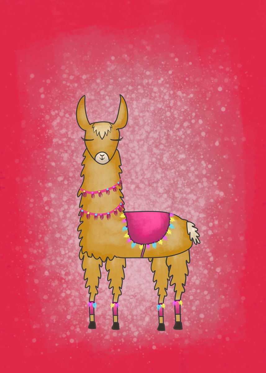 'Lama' Poster, picture, metal print, paint by HanaP | Displate
