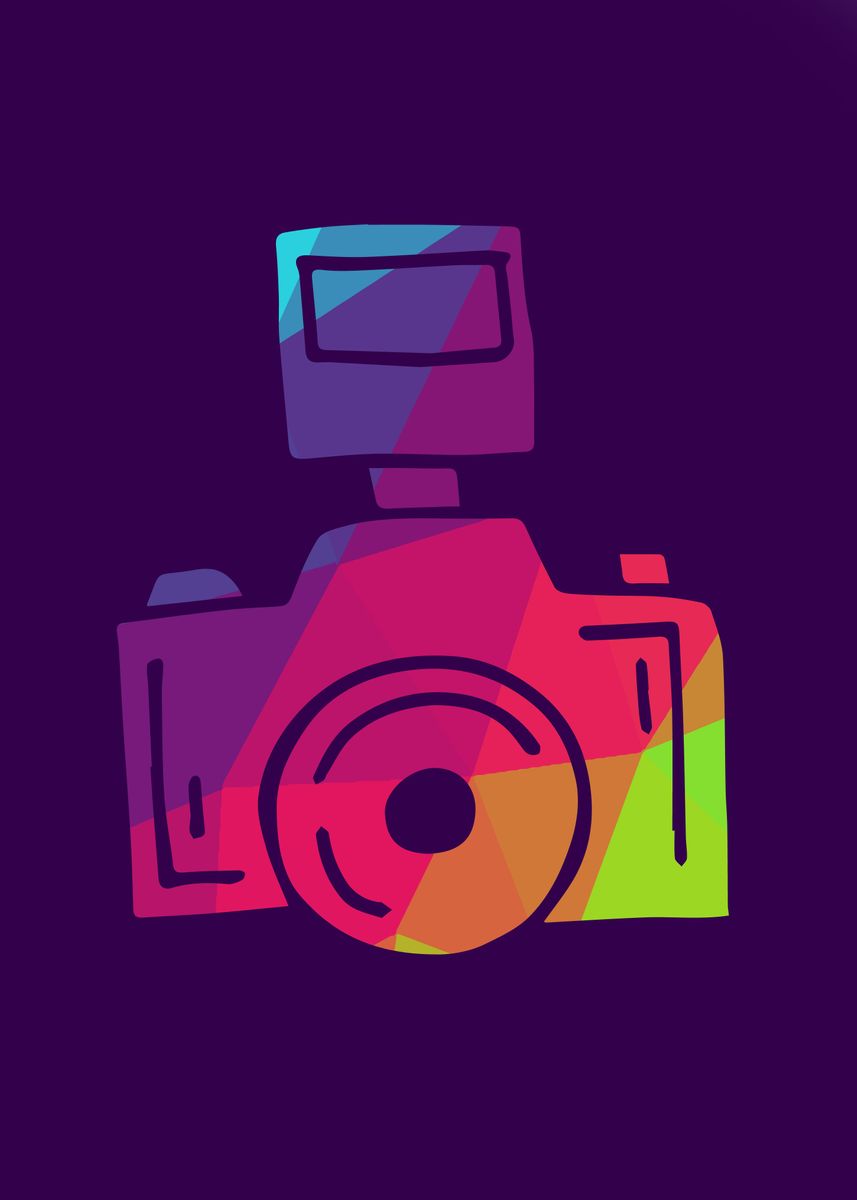 'Rainbow Polygon Camera 4' Poster, picture, metal print, paint by ...