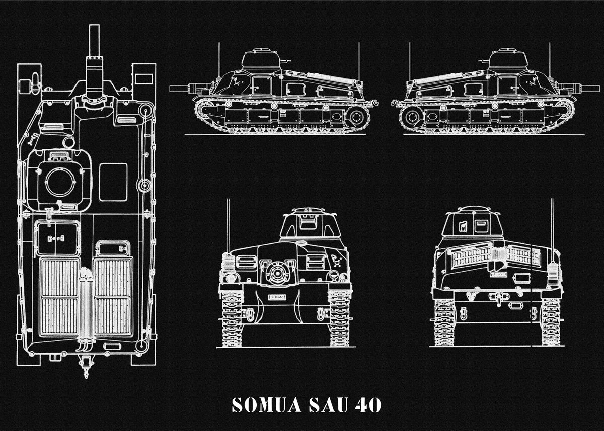 'SOMUA SAU 40' Poster by Blueprint Expert | Displate
