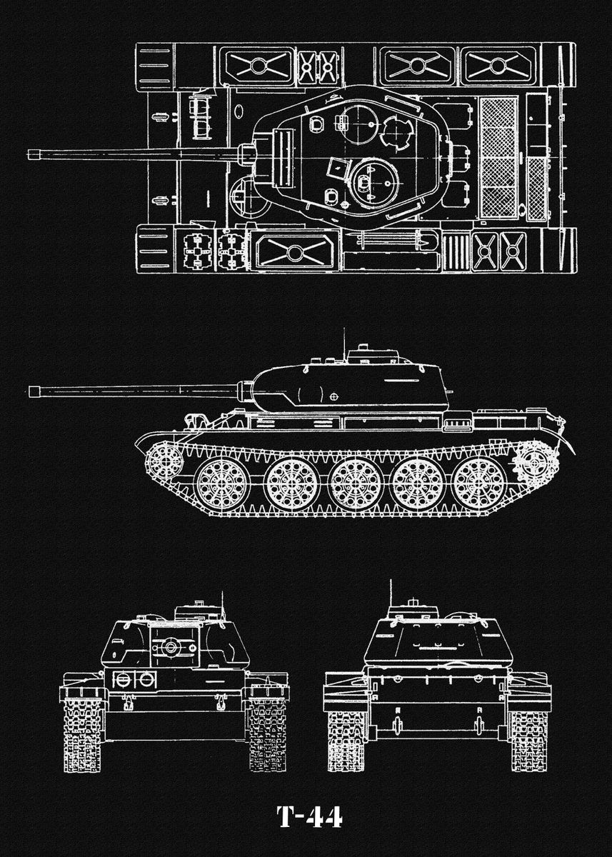 'T 44' Poster, picture, metal print, paint by Blueprint Expert | Displate