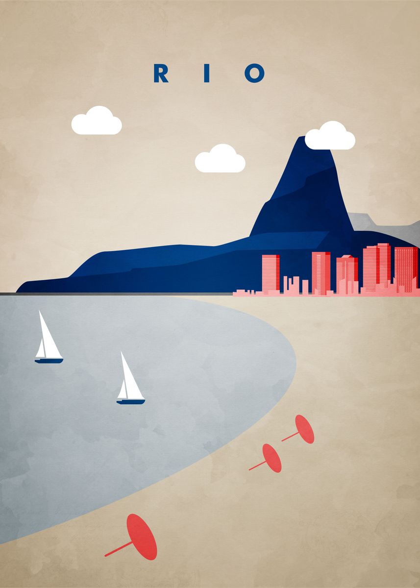 'Rio Travel Poster' Poster, picture, metal print, paint by Black Foxe ...