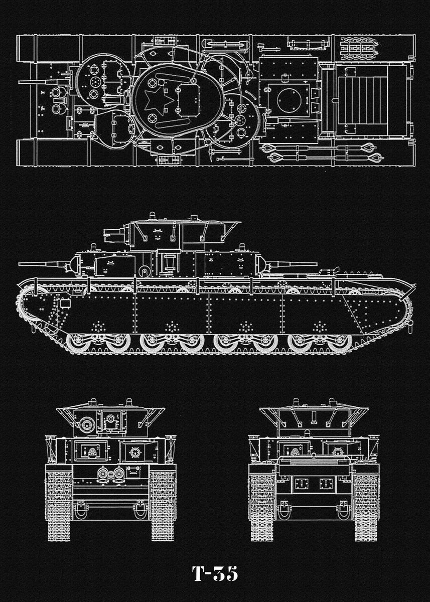 'T 35' Poster, picture, metal print, paint by Blueprint Expert | Displate