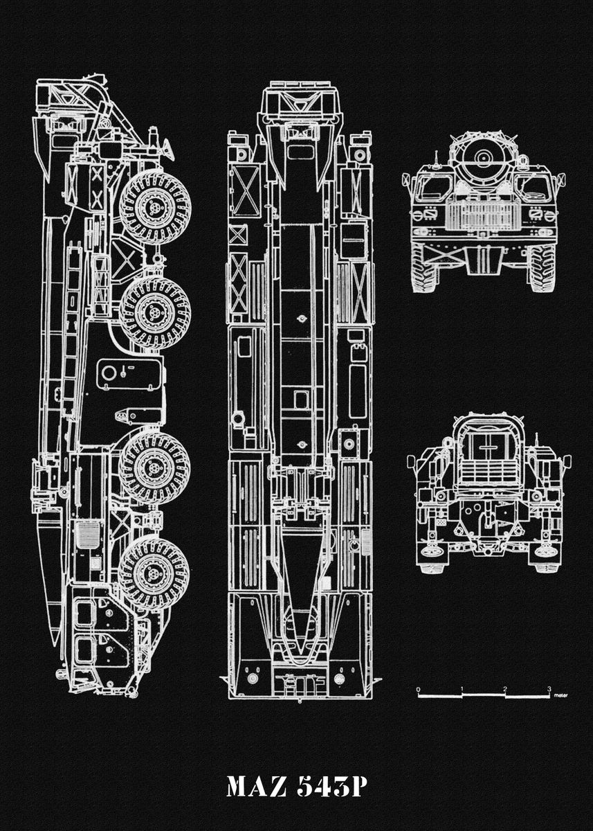 'MAZ 543P' Poster, picture, metal print, paint by Blueprint Expert ...