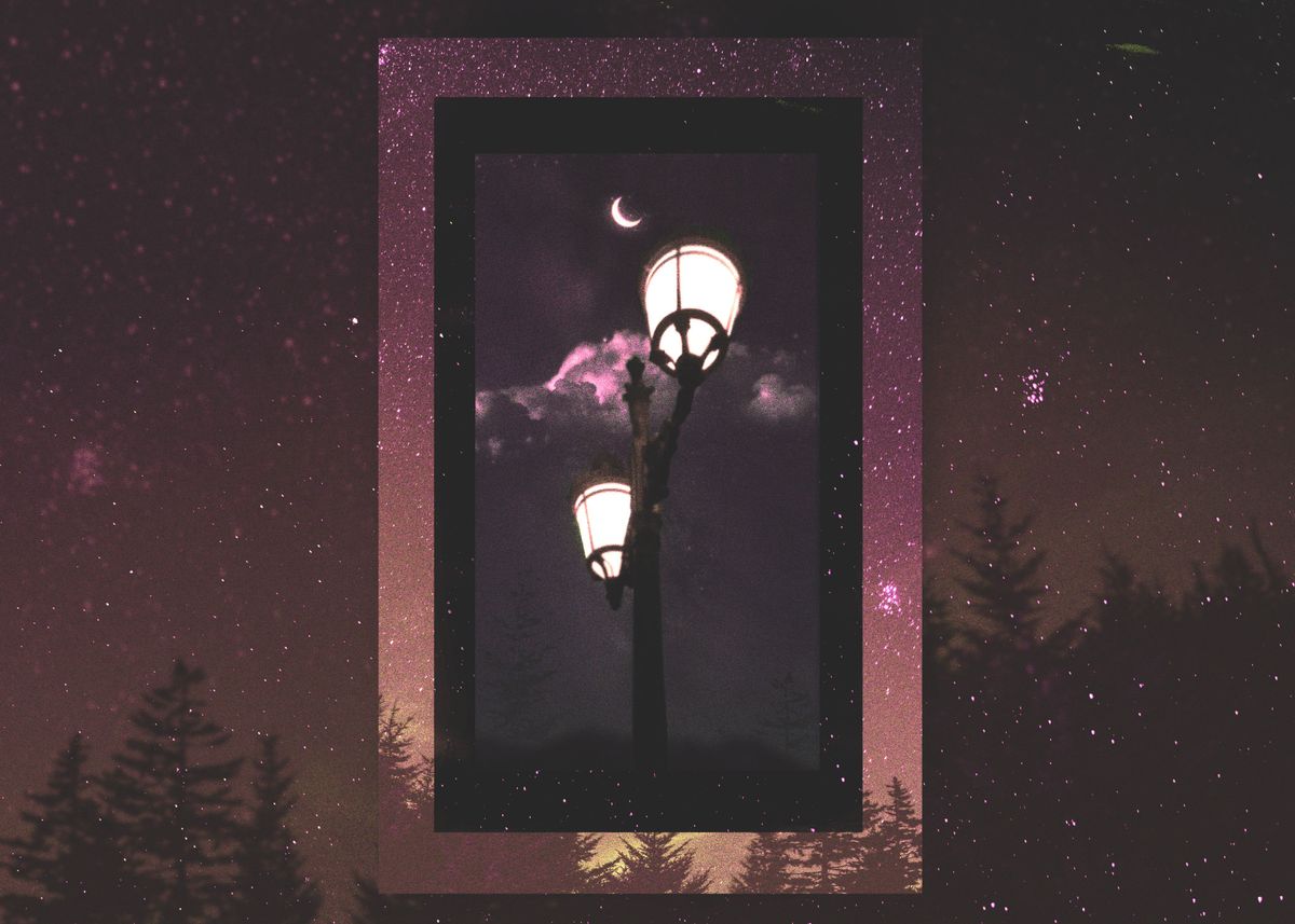 'Retro Lamp Post Forest Sky' Poster by Dz Cho | Displate