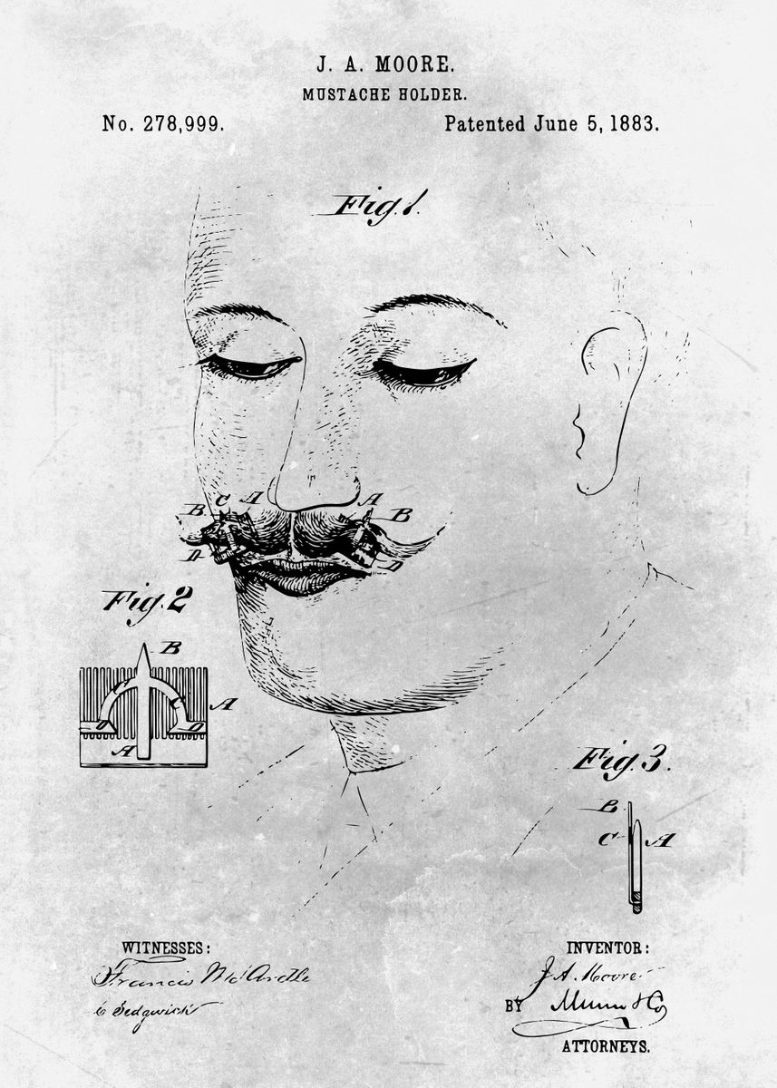 'No493 Mustache holder' Poster, picture, metal print, paint by Xavier ...