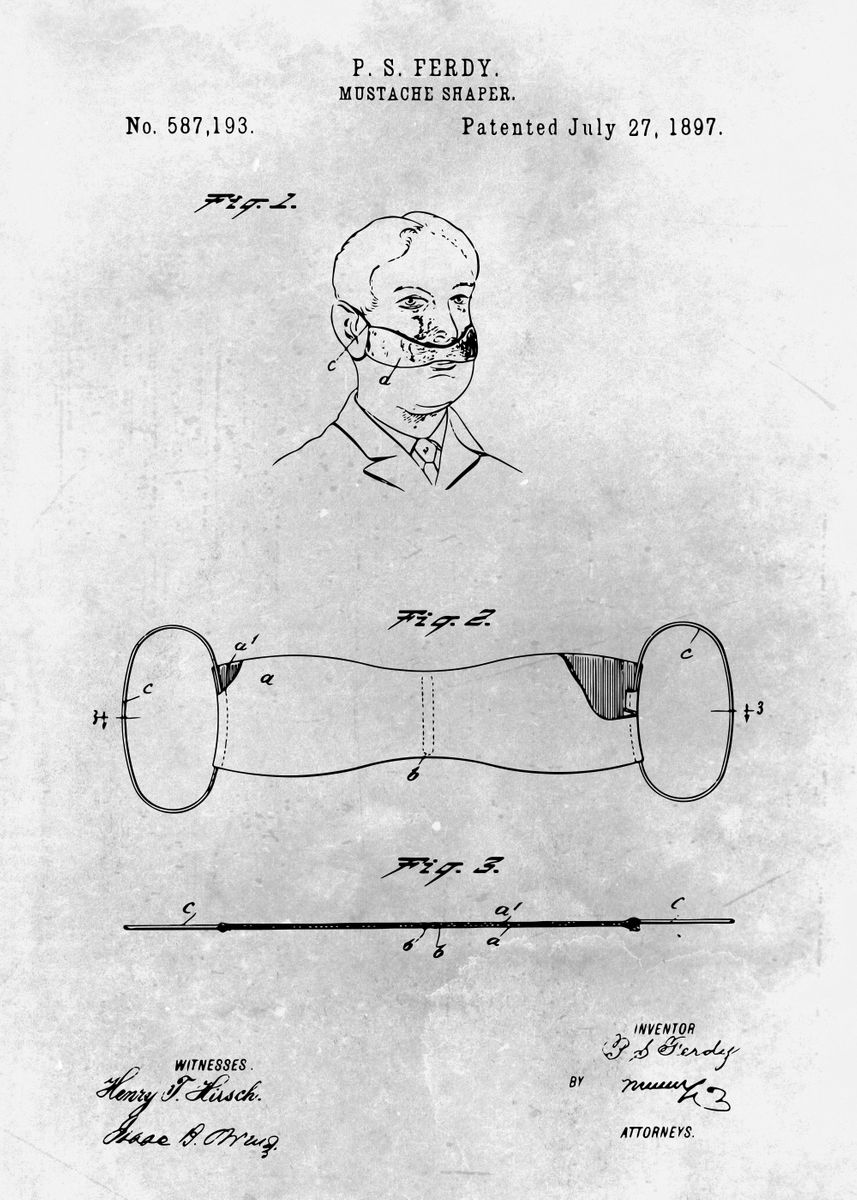 'No497 Mustache shaper' Poster, picture, metal print, paint by Xavier ...