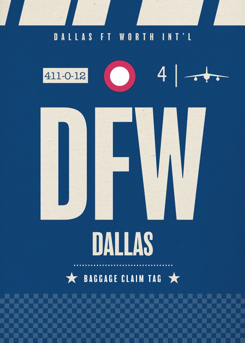 'Dallas DFW Luggage Tag' Poster, picture, metal print, paint by Design ...