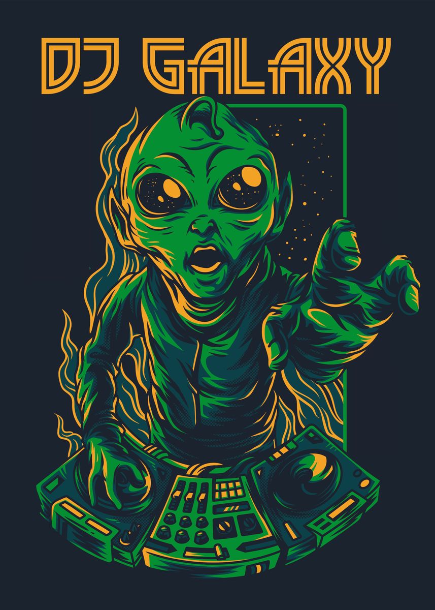 'Dj Galaxy' Poster, picture, metal print, paint by Snazzy | Displate