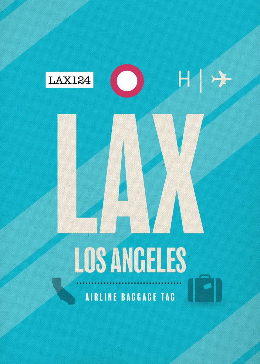 'Los Angeles LAX Travel Tag' Poster, picture, metal print, paint by ...