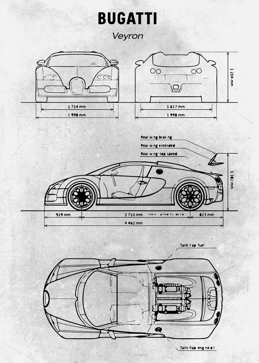 'No036 Bugatti Veyron' Poster, picture, metal print, paint by Xavier ...