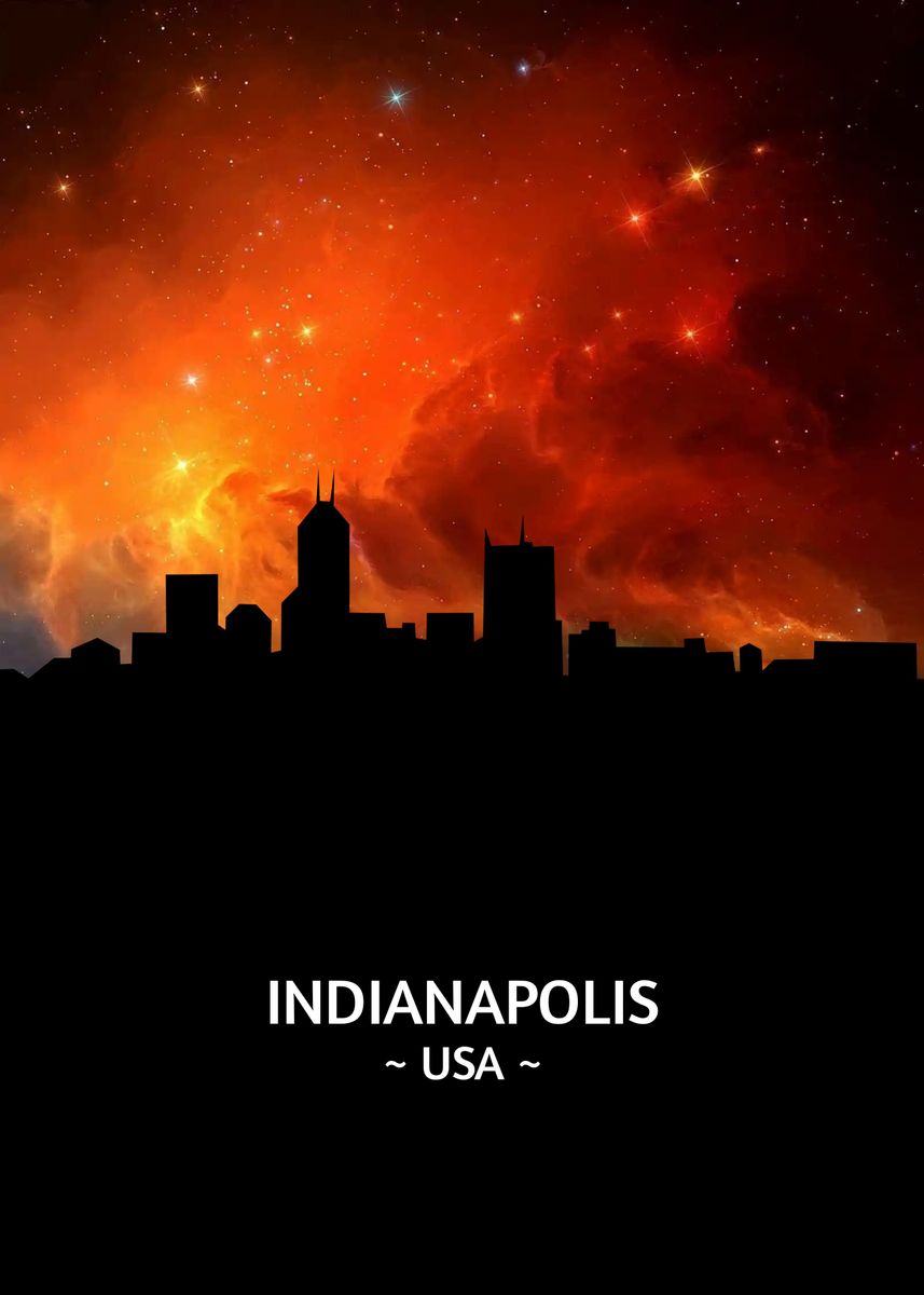 'Indianapolis Skyline ' Poster, picture, metal print, paint by Skyline ...