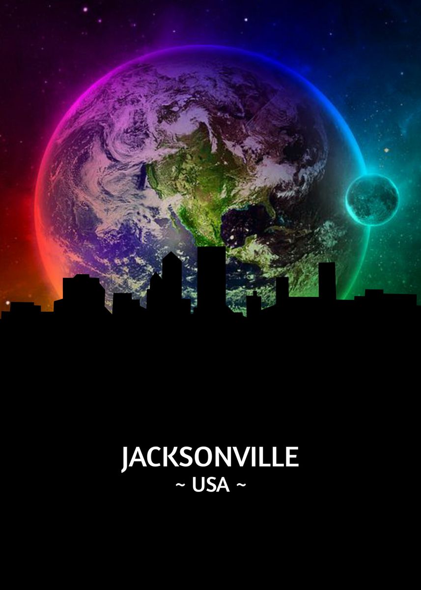 'Jacksonville Skyline ' Poster, picture, metal print, paint by Skyline ...