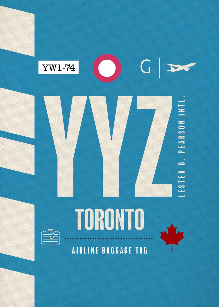 'Toronto YYZ Airport Code' Poster, picture, metal print, paint by ...
