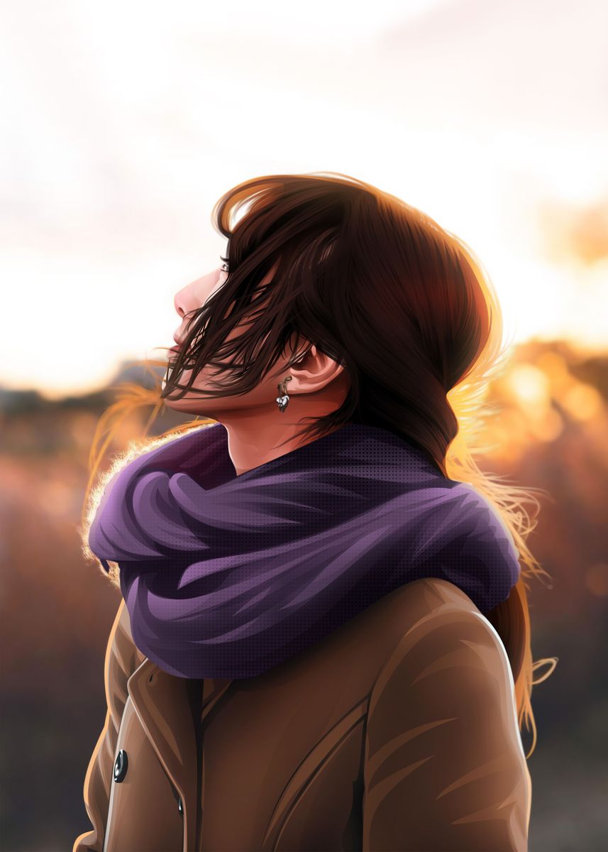 'Sunset Girl ' Poster, picture, metal print, paint by Marcelino ...