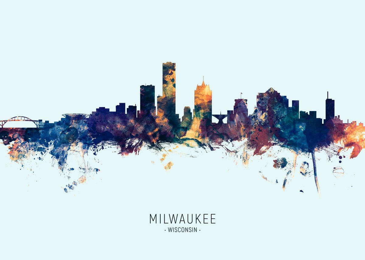 'Milwaukee Skyline' Poster by Michael Tompsett | Displate