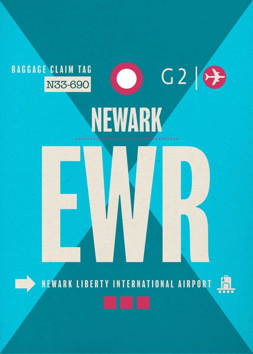 'Newark EWR Airport Tag' Poster, picture, metal print, paint by Design ...