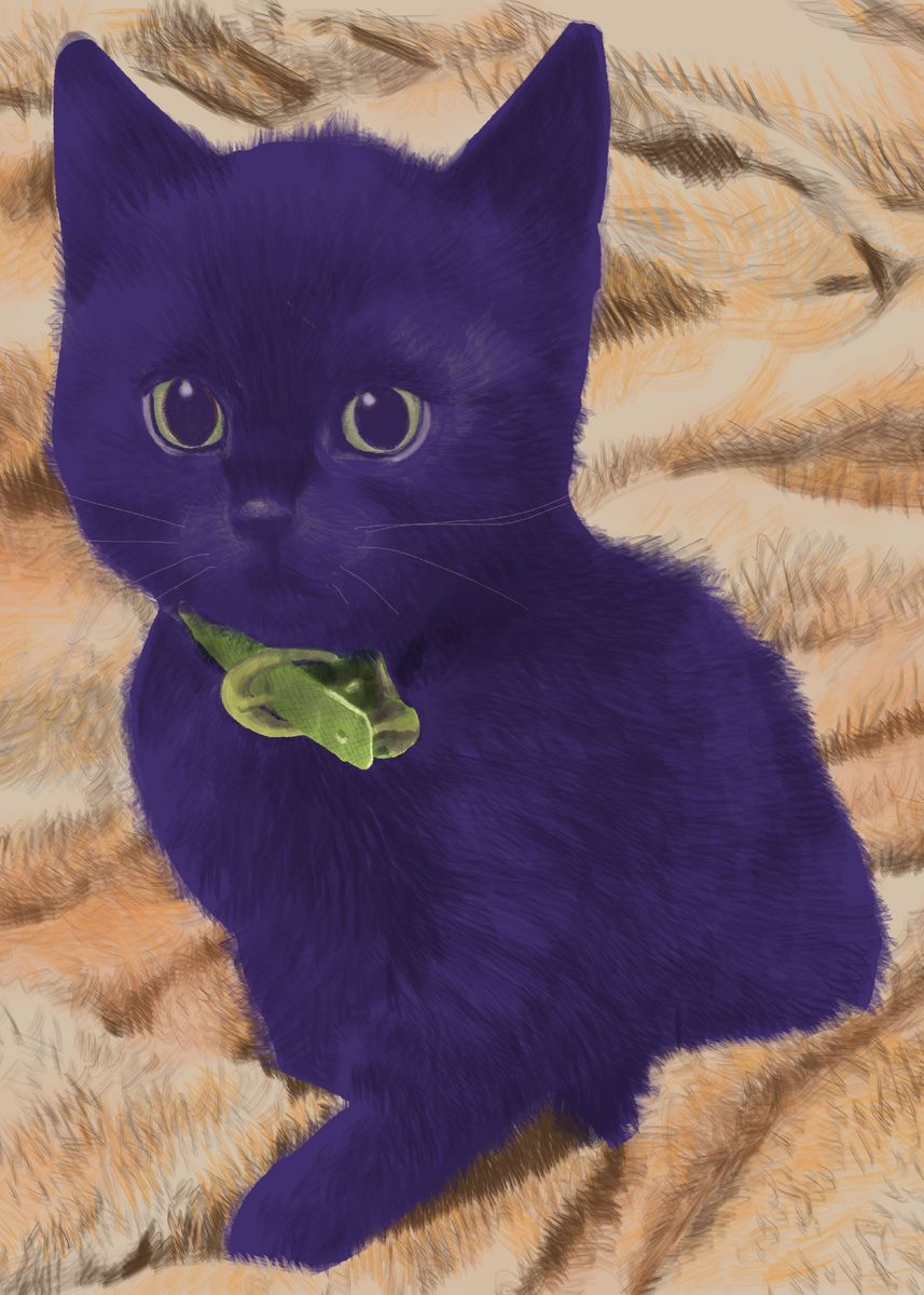 'PURPLE CAT' Poster by fabiococcoillustrator | Displate