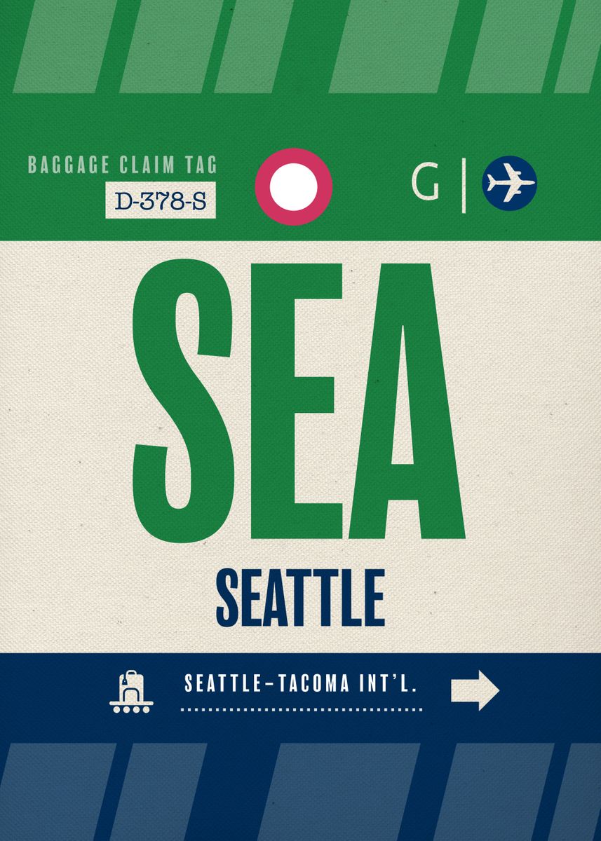 'Seattle SEA Airport Tag' Poster by Design Turnpike | Displate