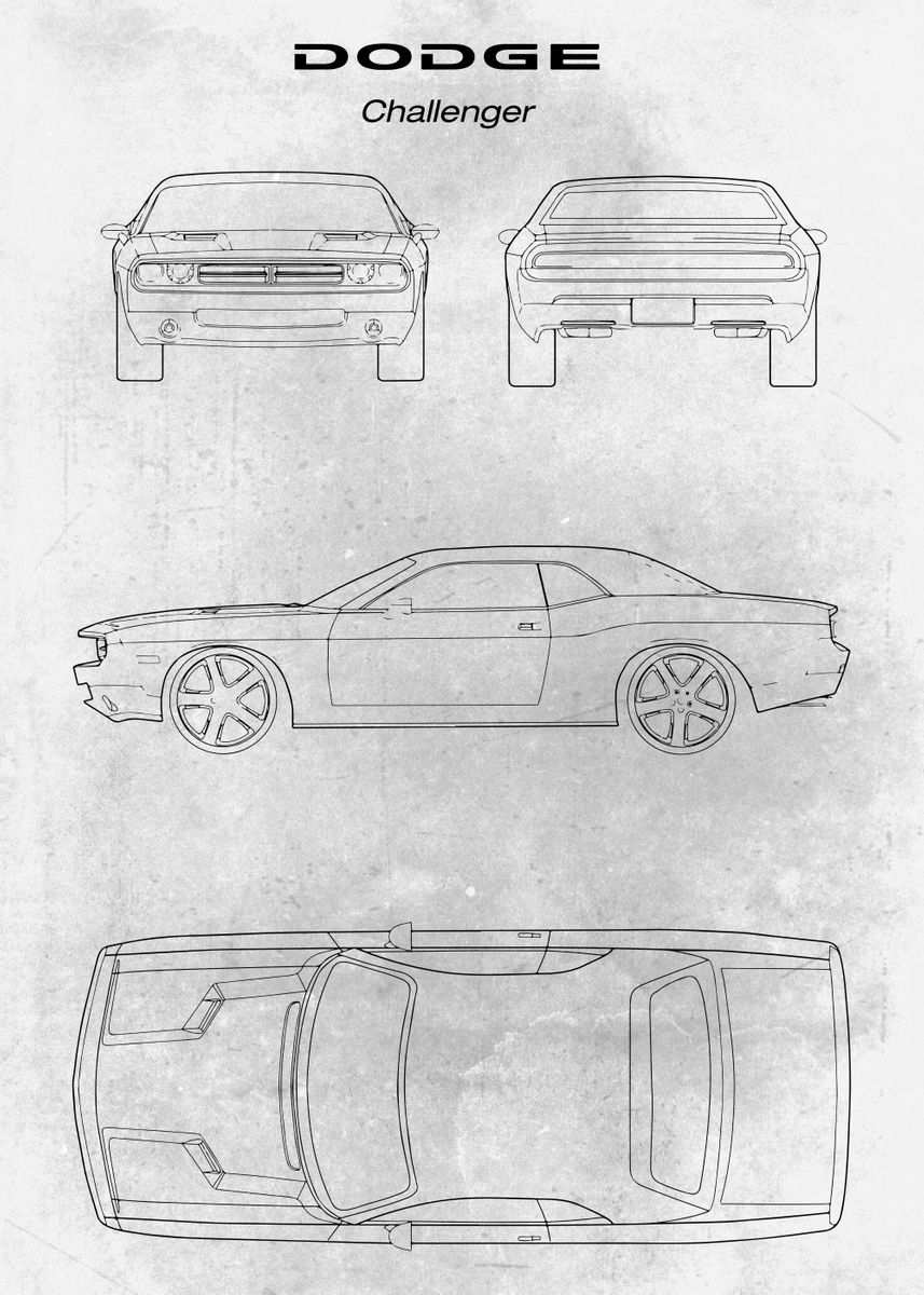 'No058 Dodge Challenger' Poster, picture, metal print, paint by Xavier ...