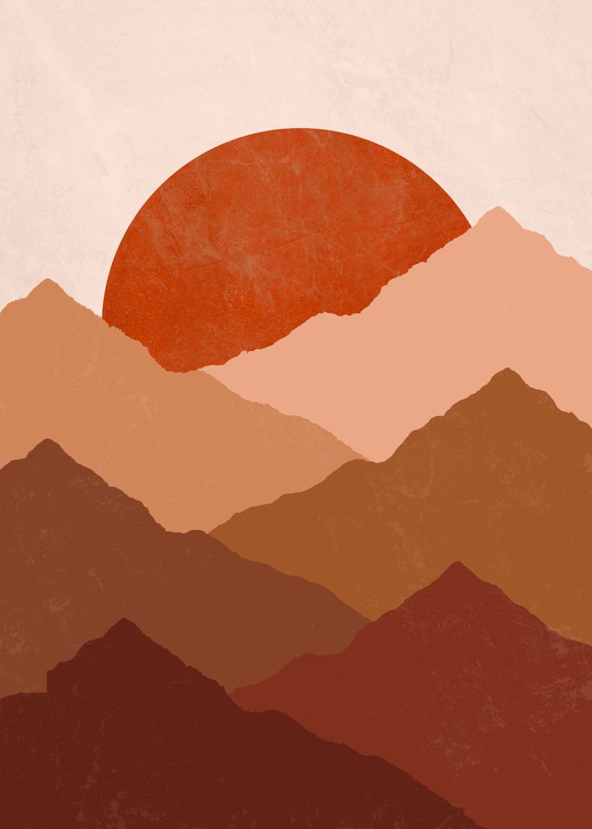'Red Mountains' Poster, picture, metal print, paint by sudevi sen ...