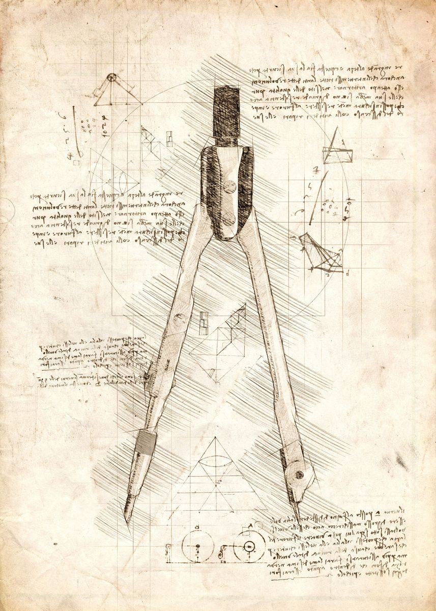 'Drawing Compass' Poster, picture, metal print, paint by Cornel Vlad ...