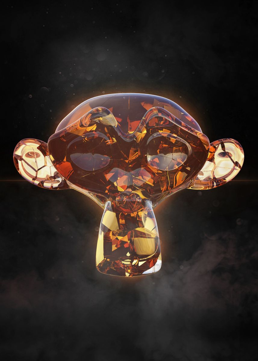 'Amber Monkey' Poster, picture, metal print, paint by j hauke h | Displate