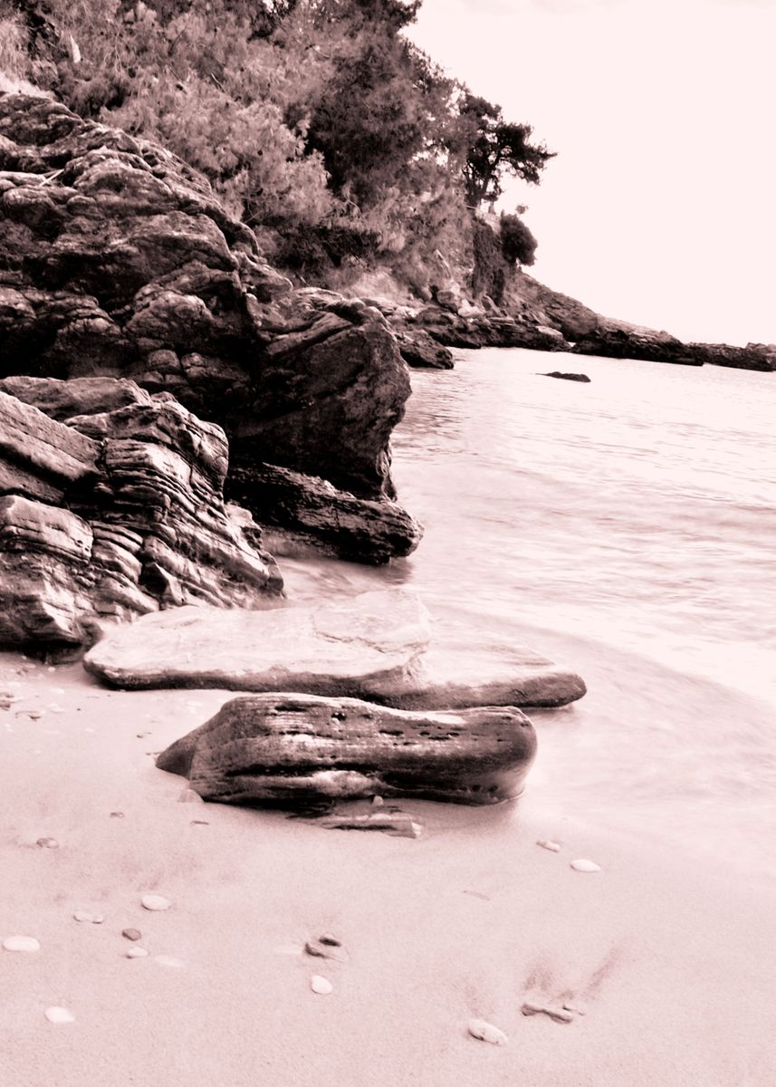'Monochrome beach days Rock' Poster, picture, metal print, paint by ...