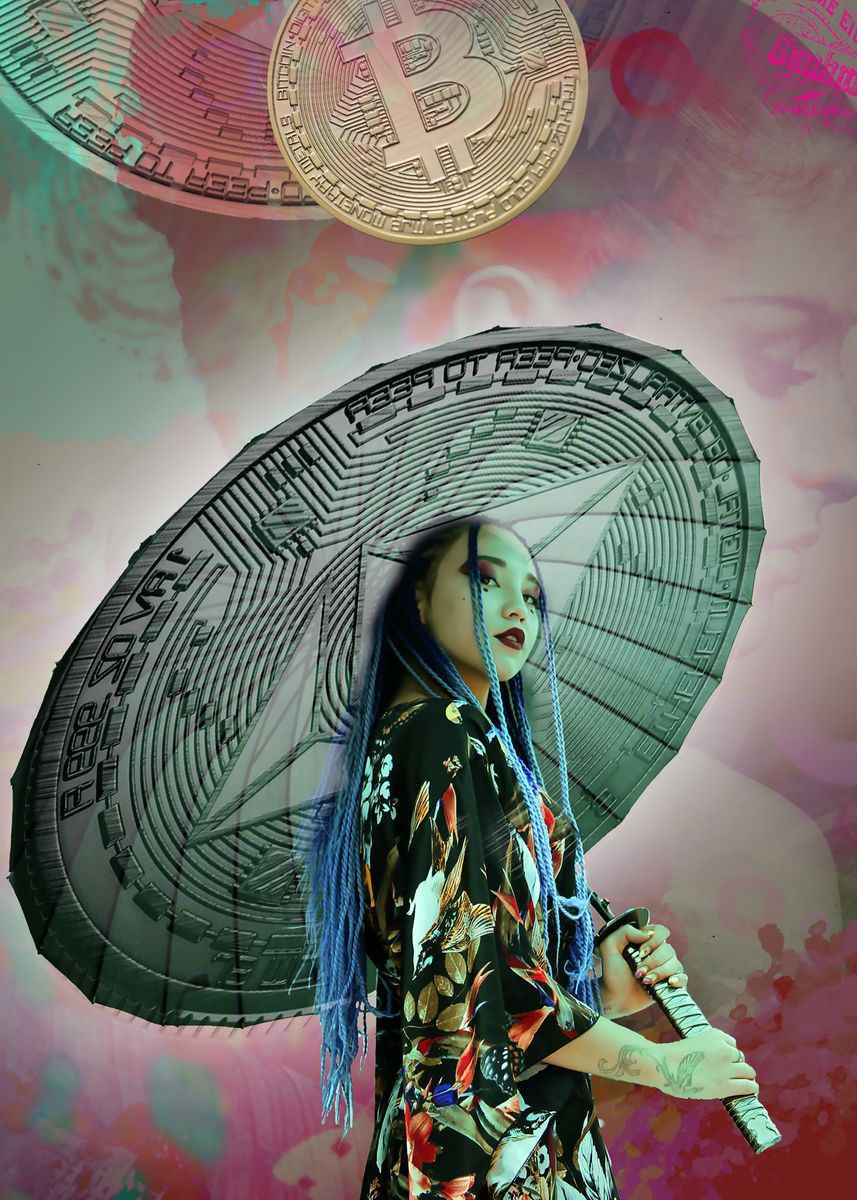 'Crypto Rain' Poster, picture, metal print, paint by David Loblaw ...