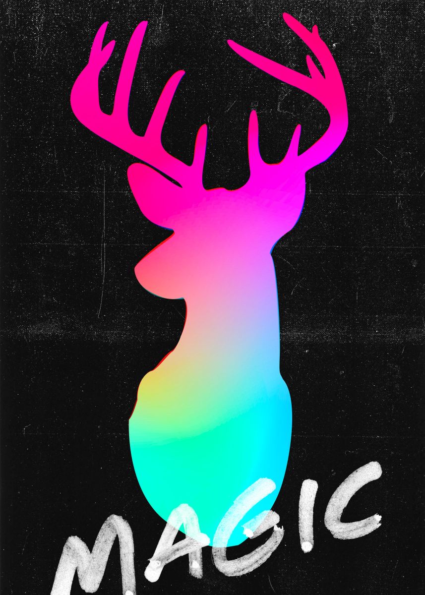'magic deer' Poster, picture, metal print, paint by Juan manuel farfan ...