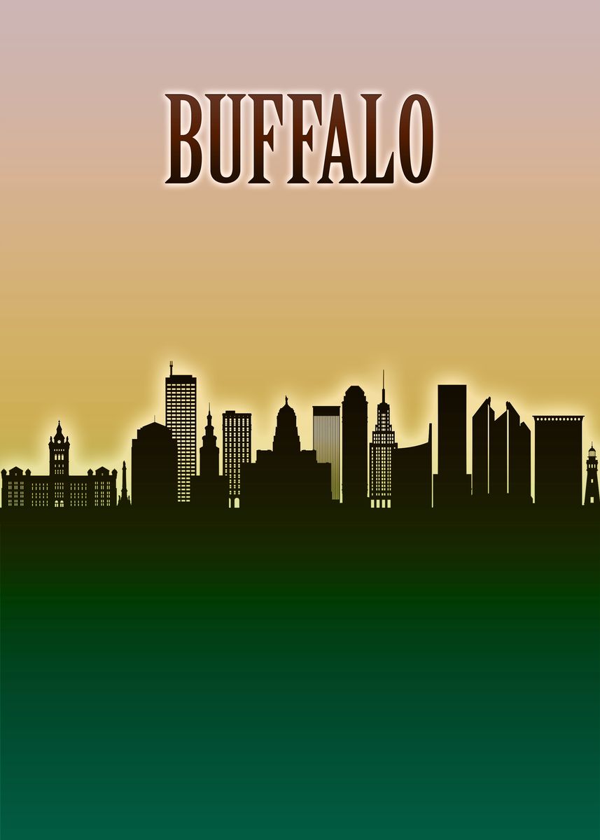 'Buffalo Skyline Minimal' Poster, picture, metal print, paint by ...