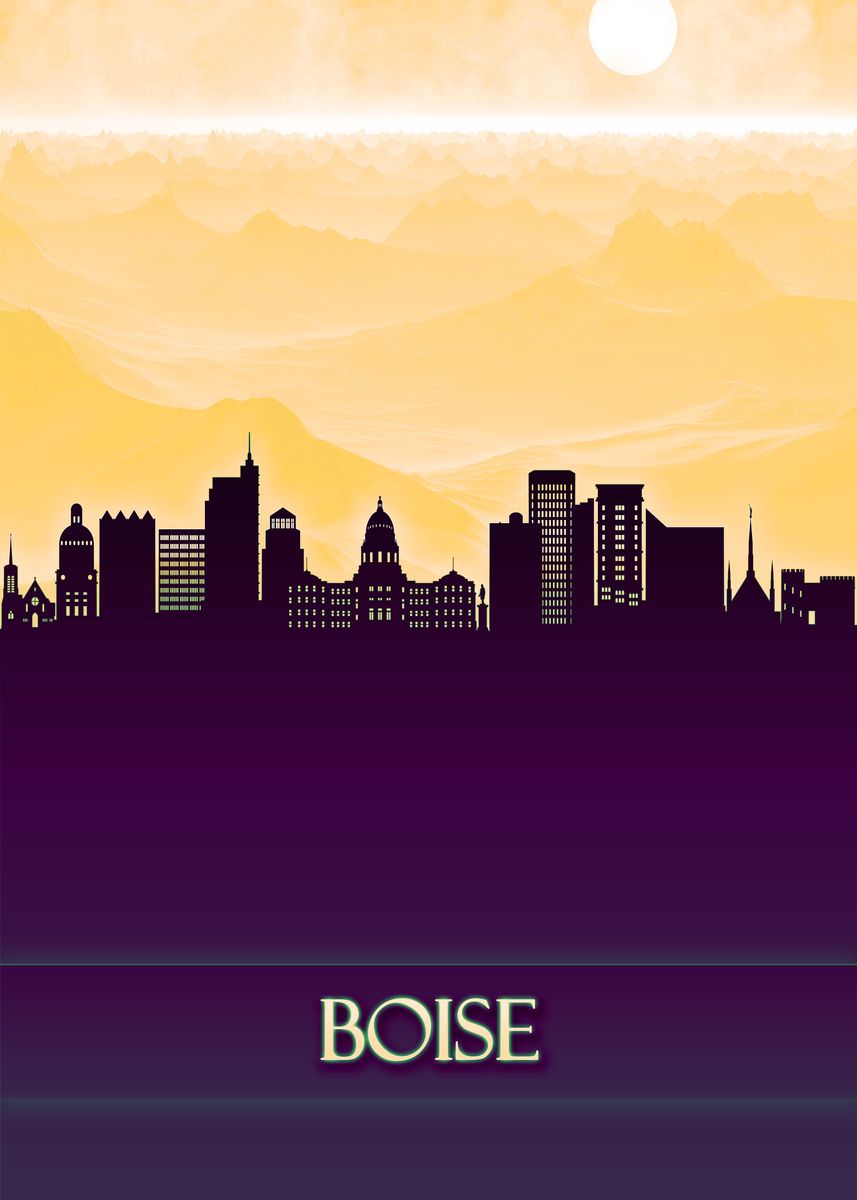 'Boise City Skyline' Poster, picture, metal print, paint by Towseef Dar ...