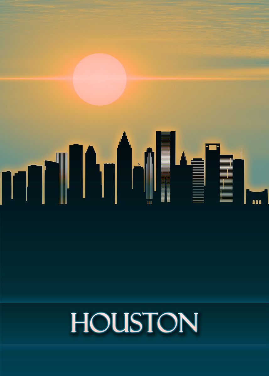 'Houston City Skyline' Poster by Towseef Dar | Displate