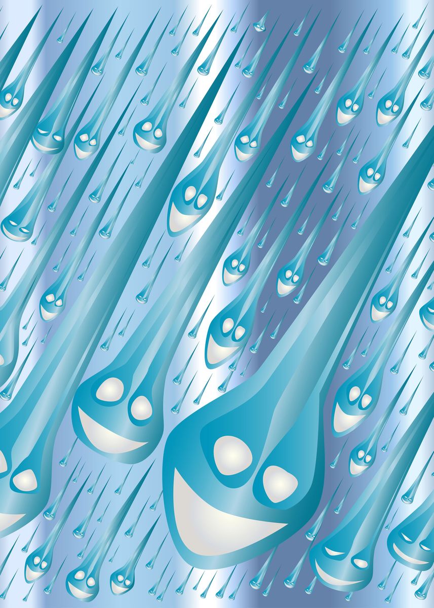 'Happy Rain Drops' Poster, picture, metal print, paint by HomeStead ...