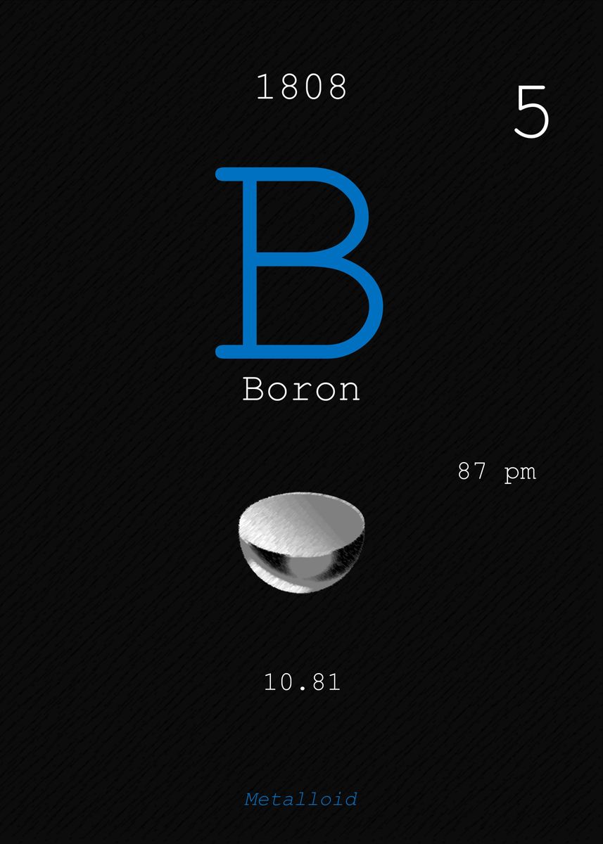 'Boron' Poster, picture, metal print, paint by ChemECool | Displate