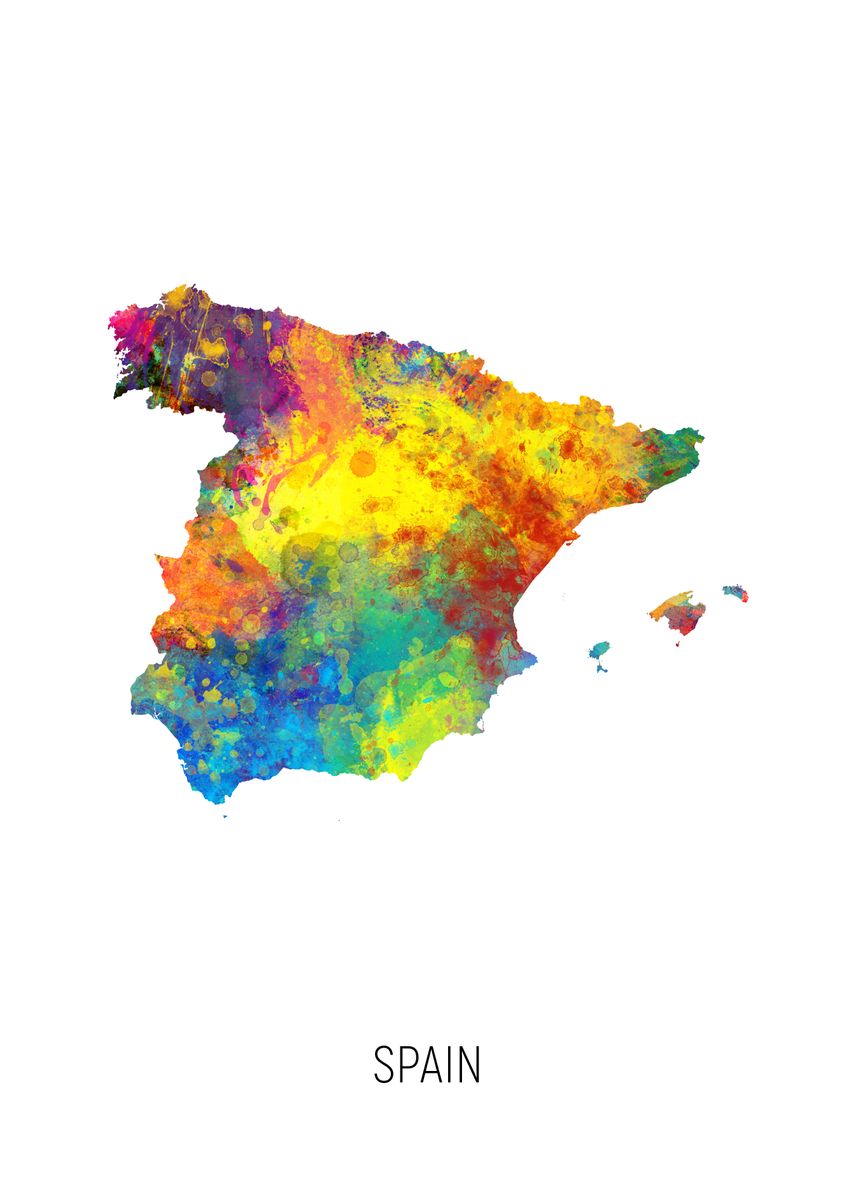 'Spain Map' Poster by Michael Tompsett | Displate