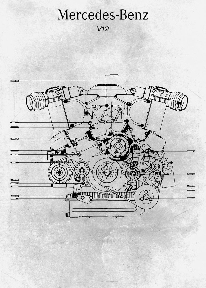 'No167 Mercedes Benz V12' Poster, picture, metal print, paint by Xavier ...