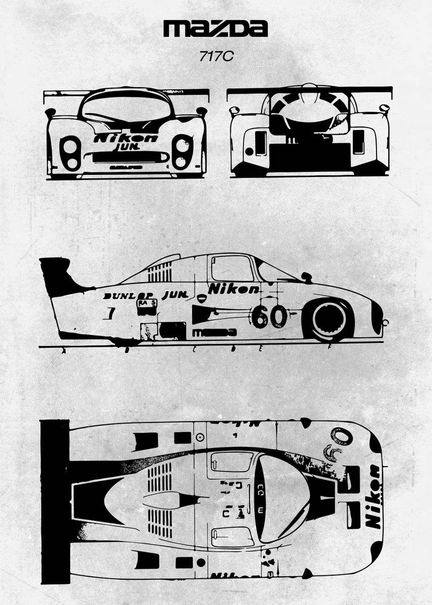 'No130 Mazda 717C' Poster, picture, metal print, paint by Xavier Vieira ...