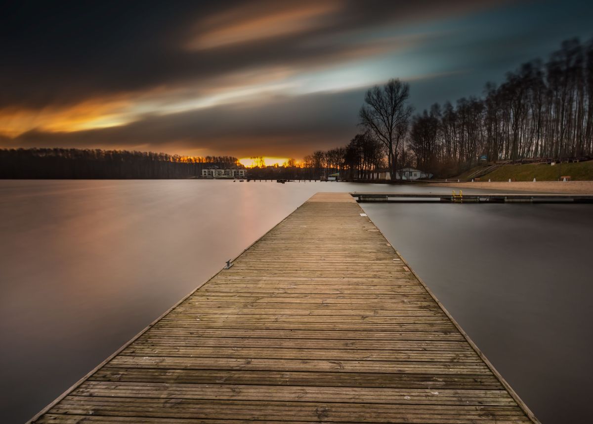 'Lake Landscape With Jetty ' Poster by Stunning Wallpapers | Displate