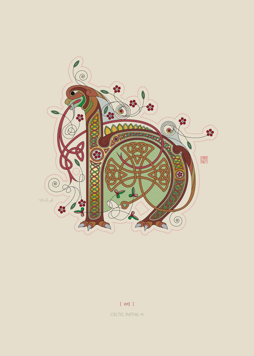 'Celtic Initial H' Poster, picture, metal print, paint by Thoth Adan ...