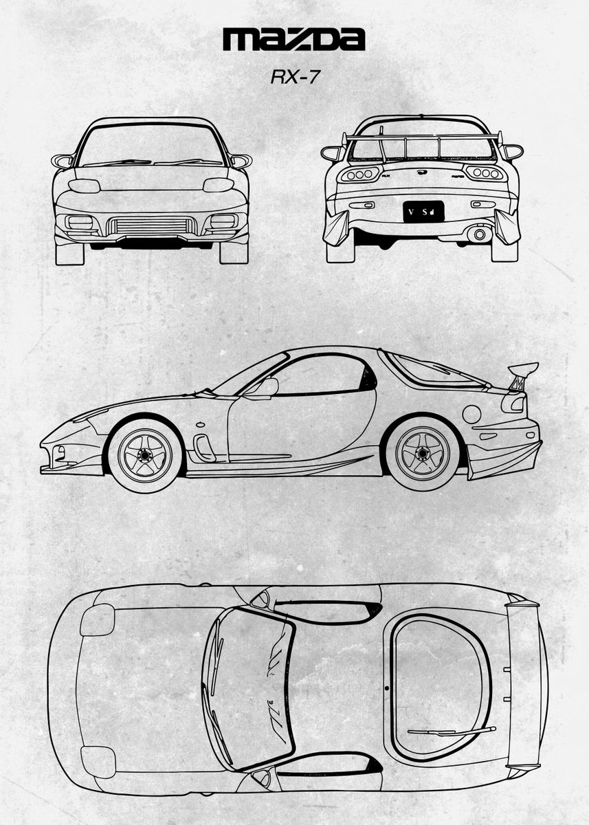 'No140 Mazda RX 7' Poster by Xavier Vieira | Displate