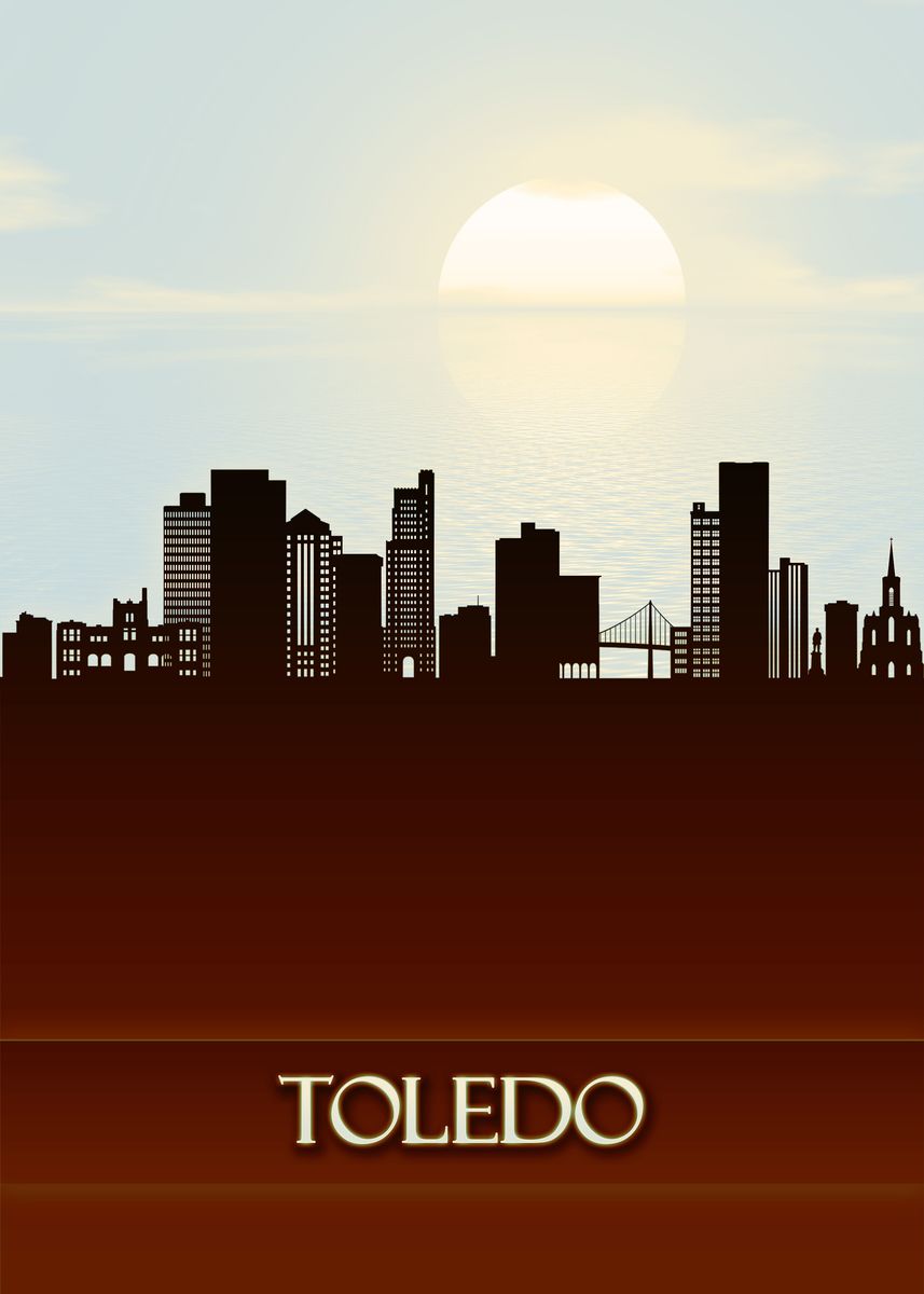 'Toledo City Skyline' Poster, picture, metal print, paint by Towseef ...