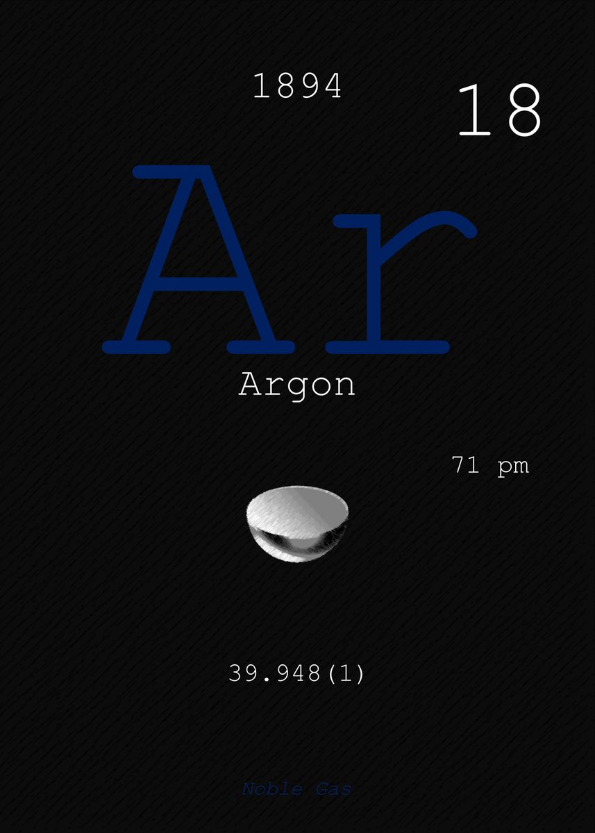 'Argon' Poster, picture, metal print, paint by ChemECool | Displate