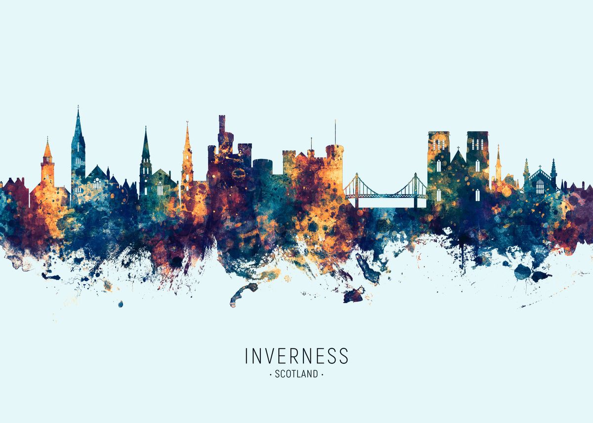 'Inverness Scotland Skyline' Poster by Michael Tompsett | Displate