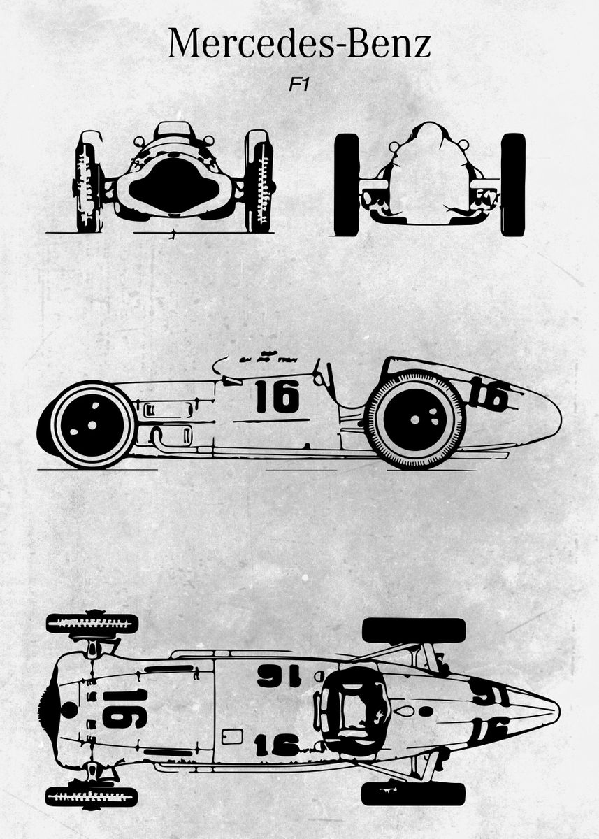 'No146 Mercedes Benz F1' Poster by Xavier Vieira | Displate