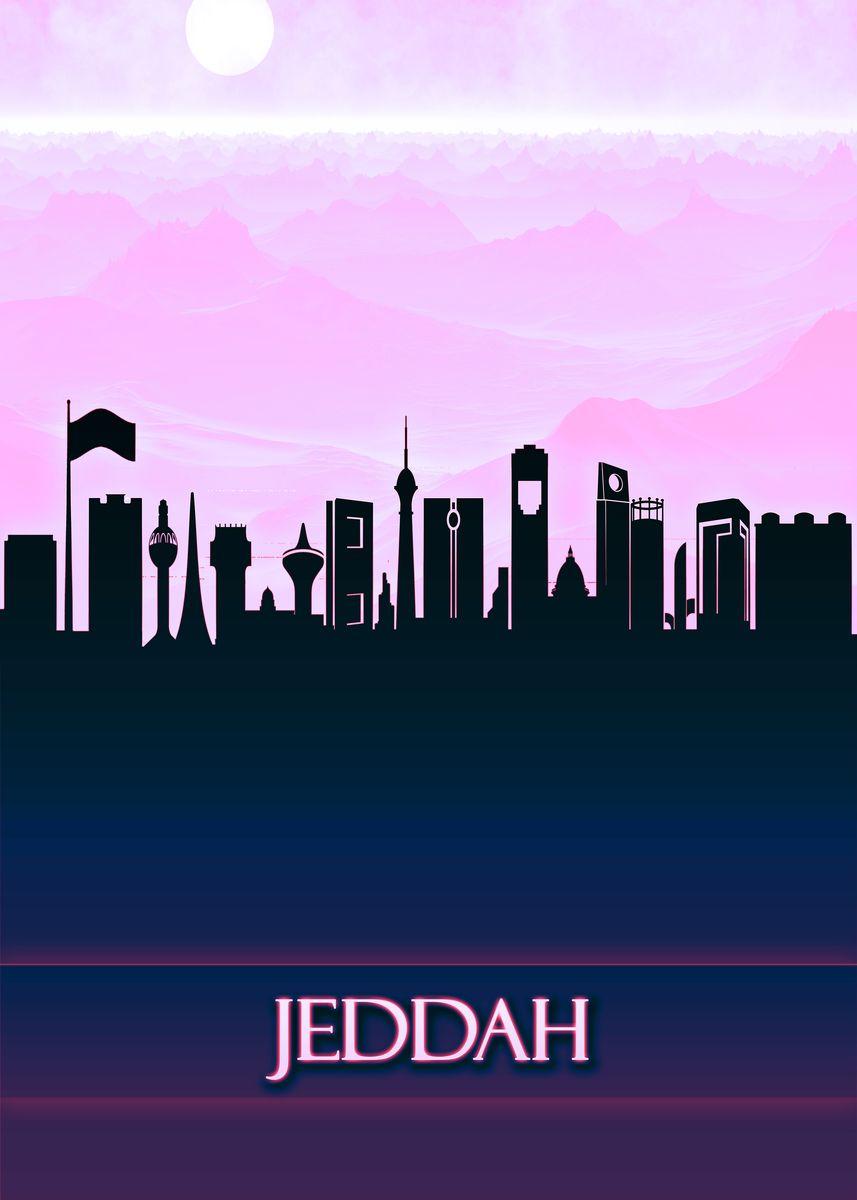 'Jeddah City Skyline' Poster, picture, metal print, paint by Towseef ...